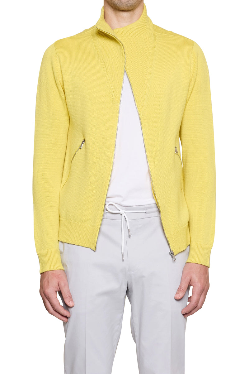 Jake Sport Zip Through Knitted Bomber in Yellow – Arthur Galan AG
