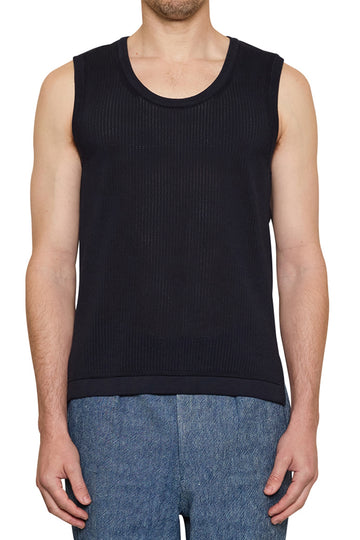 Chase Knitted Singlet in Navy – Arthur Galan AG