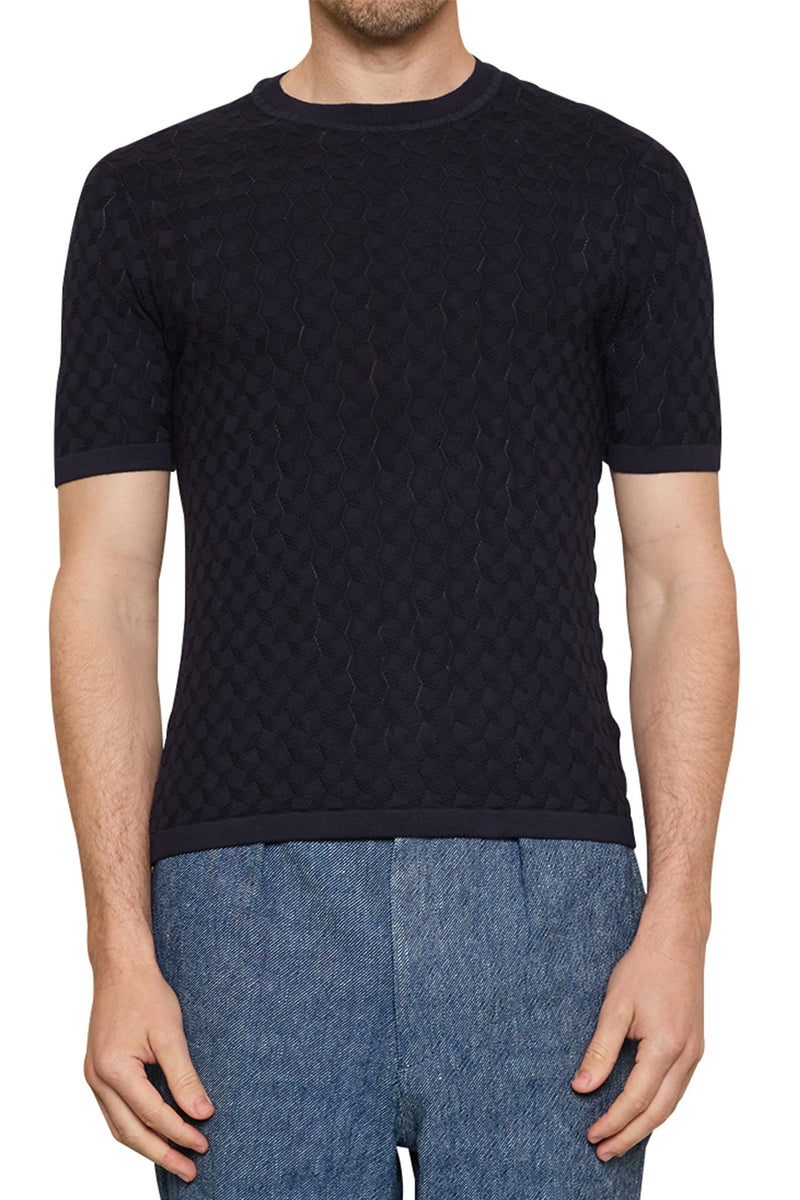Otto Textured Knit Tee in Navy – Arthur Galan AG