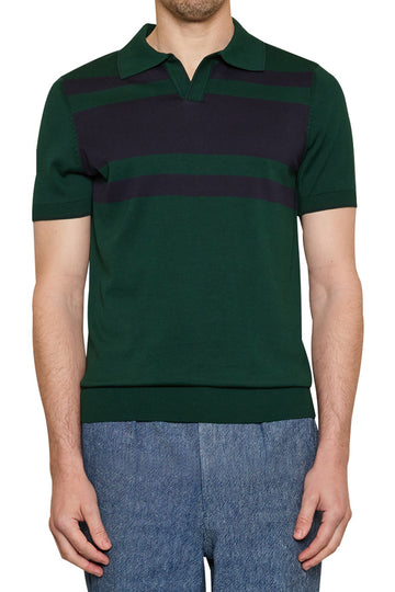 Sean Contrast Stripe Polo in Green/Navy – Arthur Galan AG
