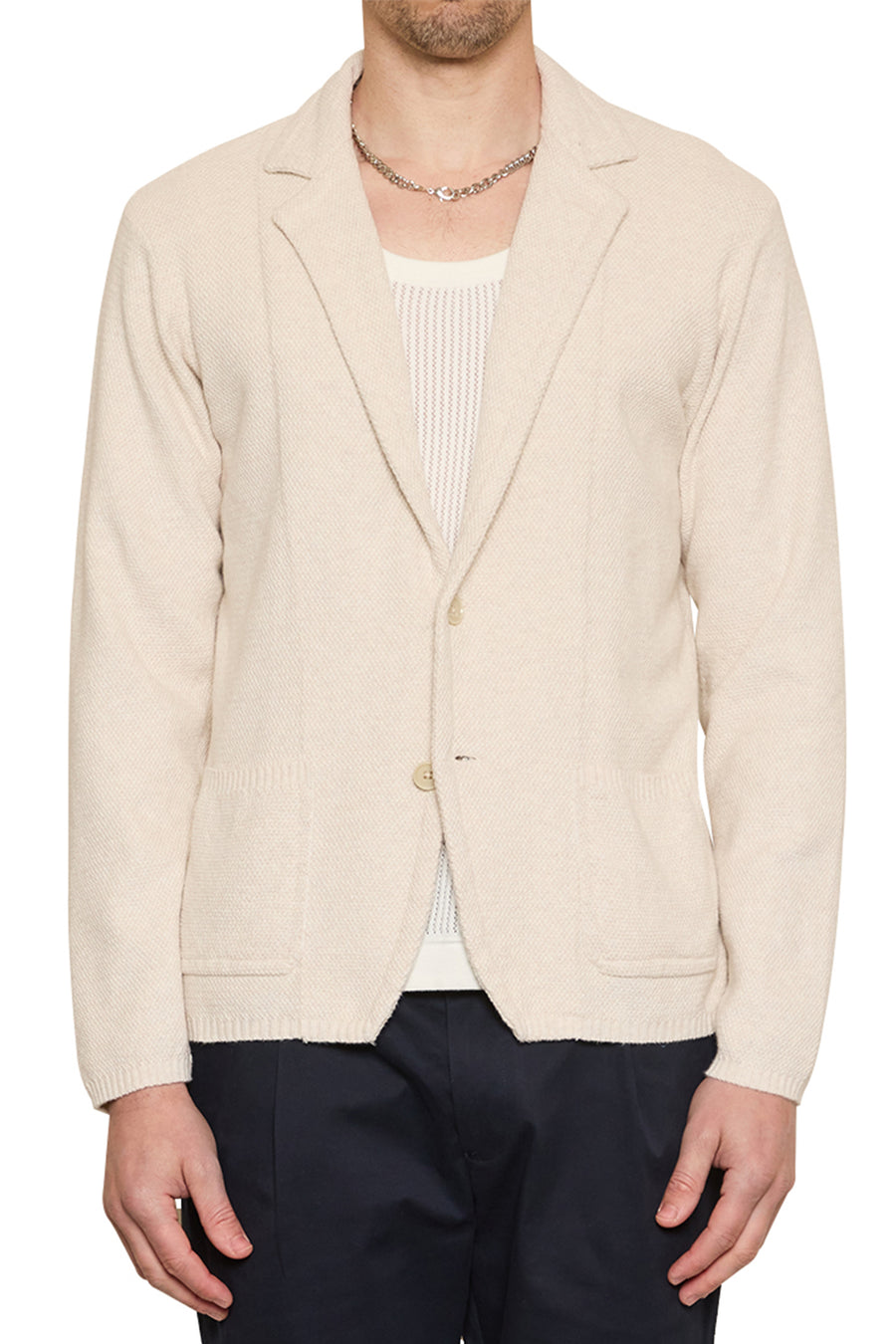 Lucas Cotton Knitted Blazer in Ivory – Arthur Galan AG