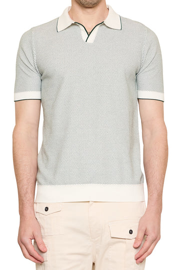 Leon Two Tone Polo in Ivory/Green – Arthur Galan AG