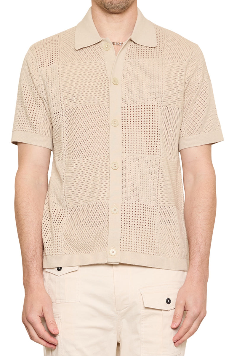 Donny Block Knit Shirt in Natural – Arthur Galan AG