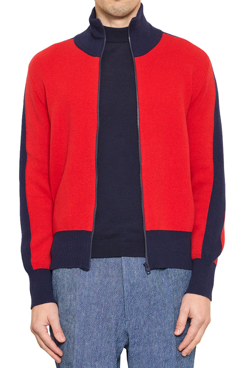 Jeremy Contrast Sport Zip Knit in Red/Navy – Arthur Galan AG