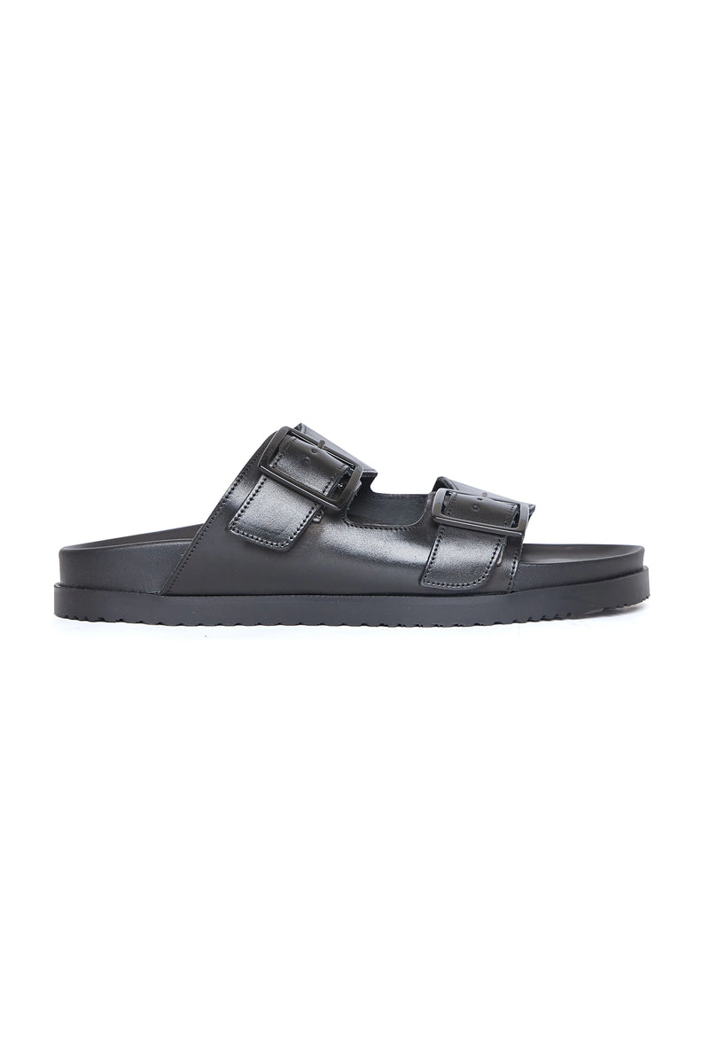 Ari Double Strap Leather Sandal in Black – Arthur Galan AG