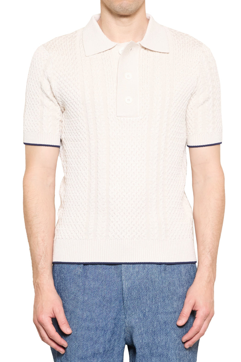 Blake Textured Knit Polo in Ivory – Arthur Galan AG